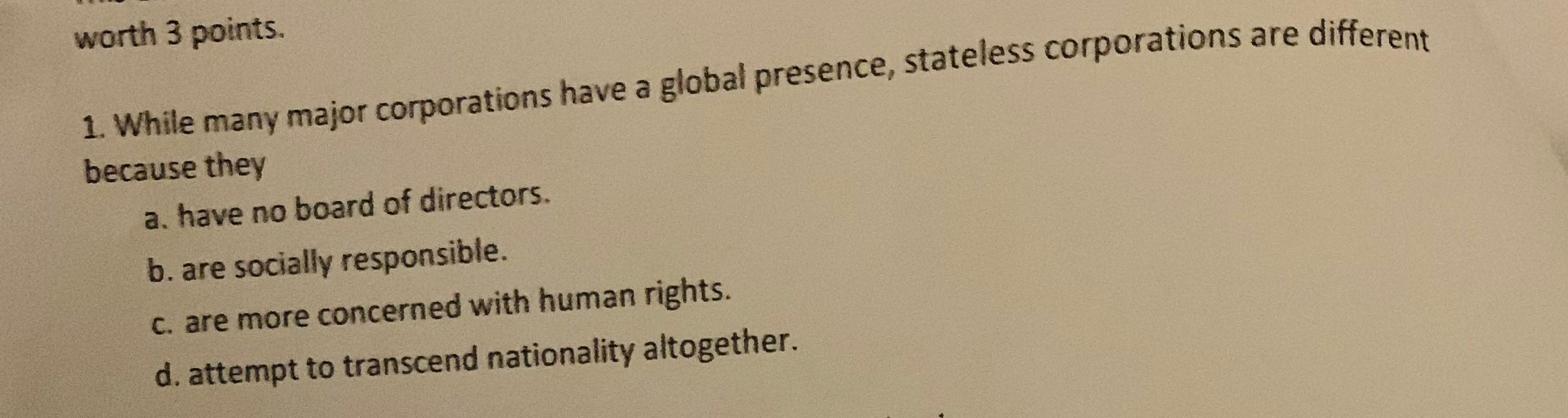 Solved worth 3 ﻿points.While many major corporations have a | Chegg.com
