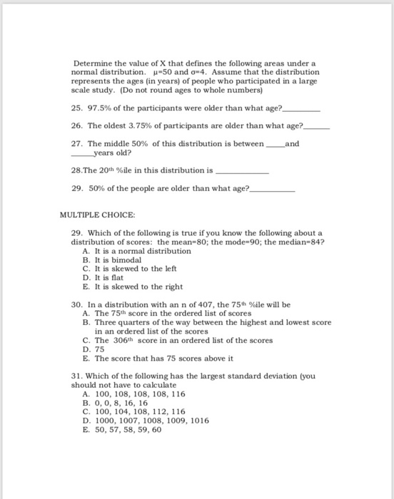 Solved QUIZ 2 DESCRIPTIVE STATISTICS AND THE NORMAL | Chegg.com