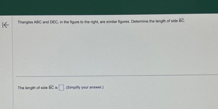 Solved Triangles ABC and DEC, in the figure to the right, | Chegg.com