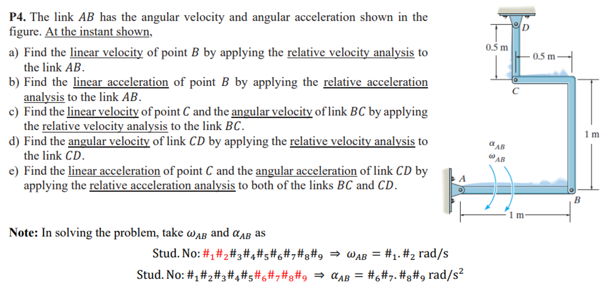 Solved P4. ﻿The link AB ﻿has the angular velocity and | Chegg.com
