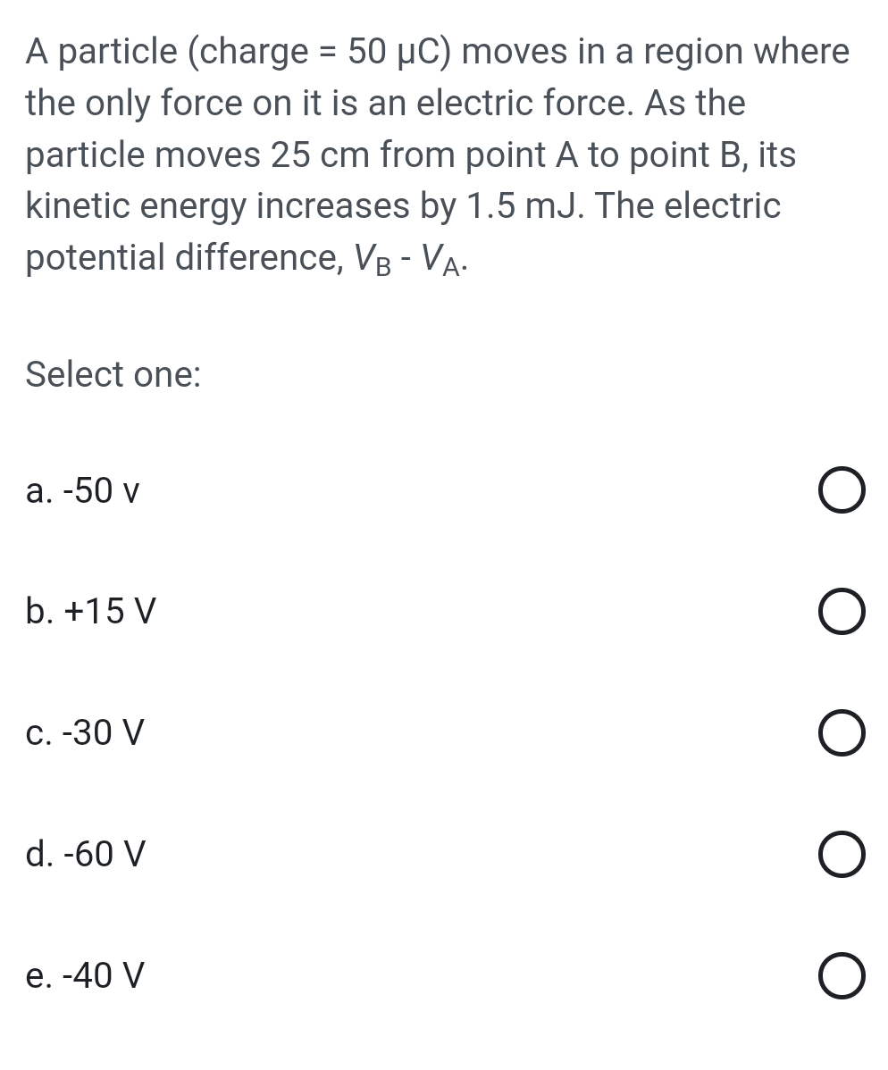 Solved A particle (charge =50μC ) moves in a region where | Chegg.com
