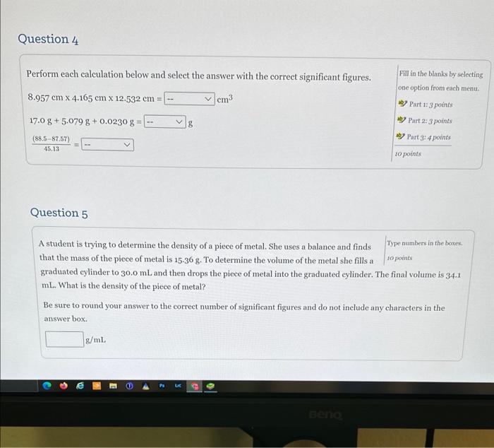Solved Perform each calculation below and select the answer | Chegg.com