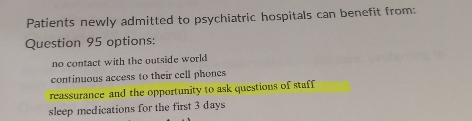 Solved Patients newly admitted to psychiatric hospitals can | Chegg.com