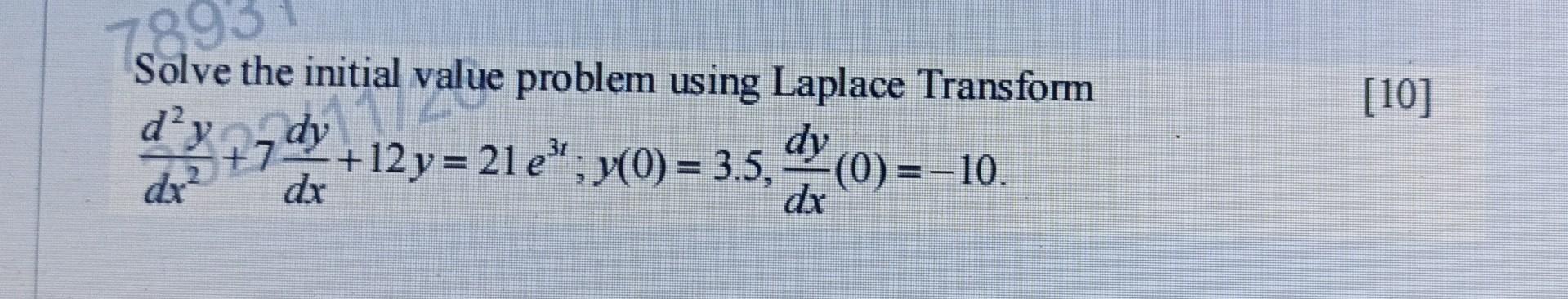 Solved Solve the initial value problem using Laplace | Chegg.com