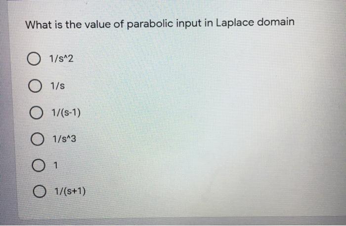 Solved What is the value of parabolic input in Laplace | Chegg.com