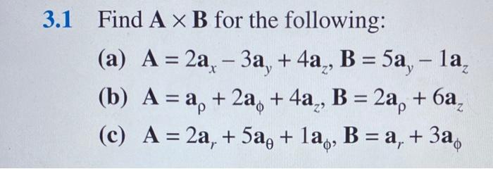 Solved Find A×B for the following: (a) | Chegg.com