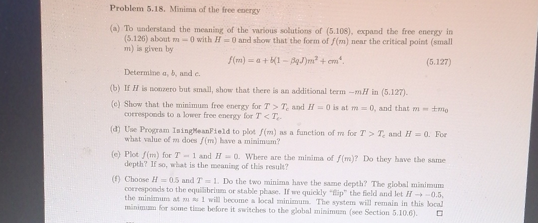 Solved Problem 5.18. ﻿Minima of the free energy(a) ﻿To | Chegg.com