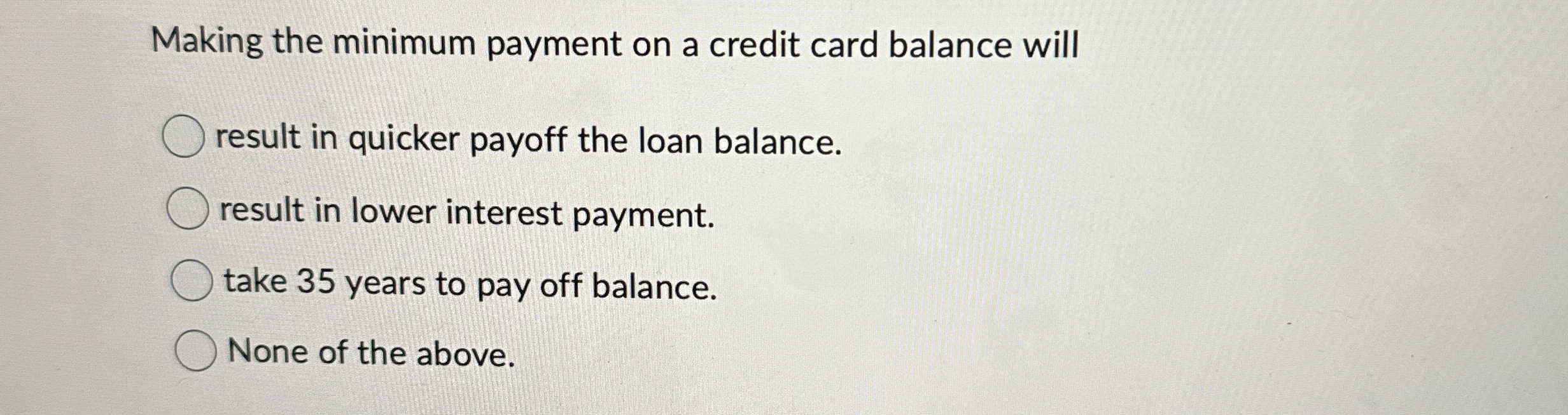 Solved Making the minimum payment on a credit card balance | Chegg.com