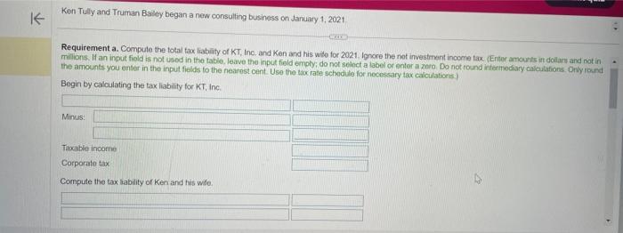 Ken Tully and Truman Bailey began a new consulting | Chegg.com