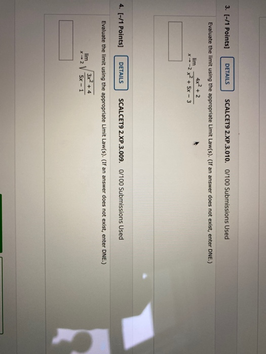 Solved 3. [-/1 Points) DETAILS SCALCET9 2.XP.3.010.0/100 | Chegg.com