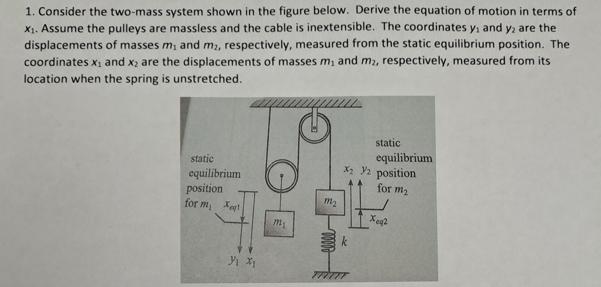 Consider the two-mass system shown in the figure | Chegg.com