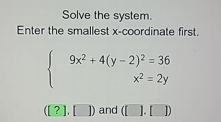 Solved Solve the system.Enter the smallest x-coordinate | Chegg.com