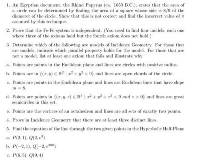 Solved 1. An Egyptian document, the Rhind Papyrus (ca. 1650 | Chegg.com