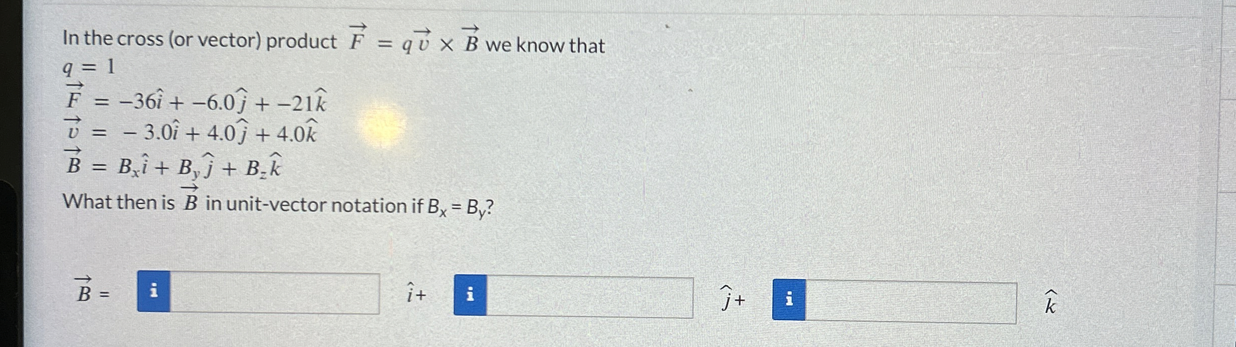 Solved In the cross (or vector) ﻿product | Chegg.com