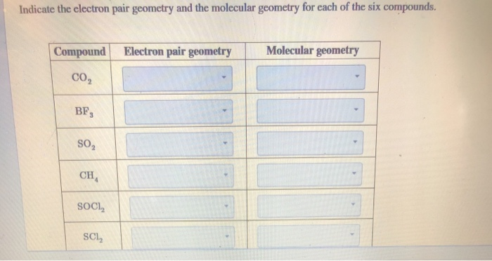 Solved Indicate The Electron Pair Geometry And The Molecular