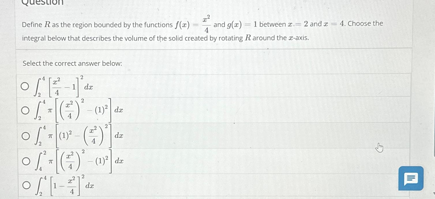 Solved Define R ﻿as the region bounded by the functions | Chegg.com