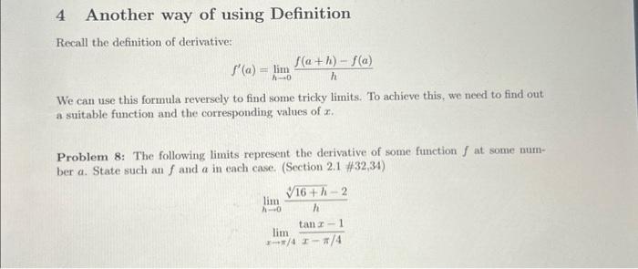 Solved 4 Another way of using Definition Recall the | Chegg.com