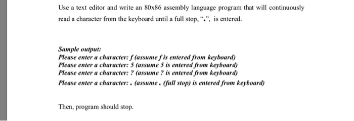 Solved Use a text editor and write an 80x86 assembly | Chegg.com