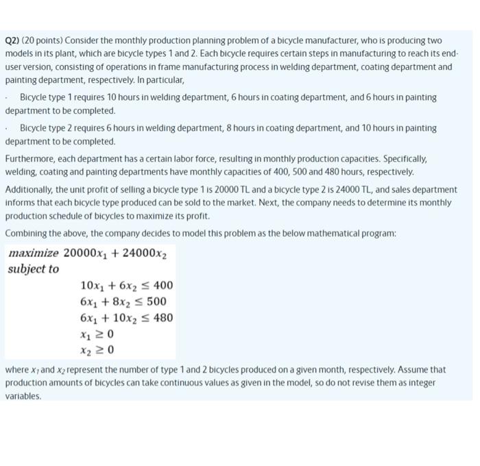 Solved Q2) (20 points) Consider the monthly production | Chegg.com