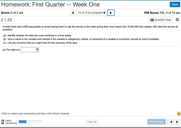Solved Homework: First Quarter -- Week One Save Score: 0 of | Chegg.com