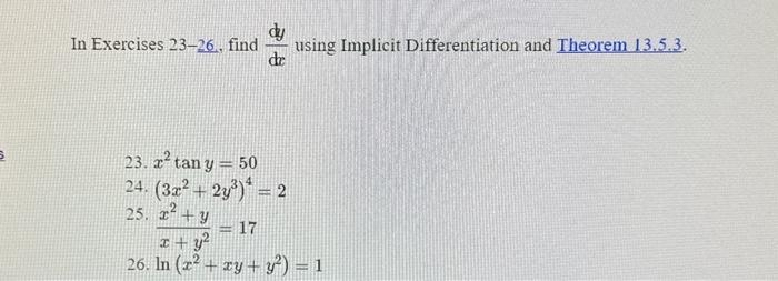 Solved In Exercises 23-26, find dxdy using Implicit | Chegg.com