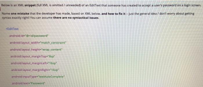 Solved Below is an XML snippet (full XML is omitted / | Chegg.com