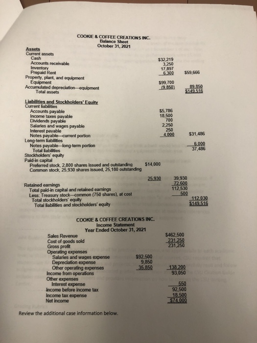 Unit VIII Case Study Cookie Creations (Chapter 18) | Chegg.com