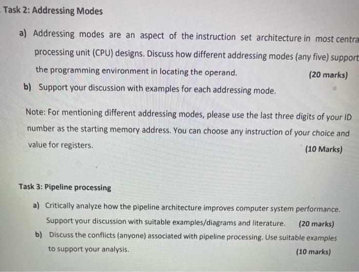 Solved Task 2: Addressing Modes a) Addressing modes are an | Chegg.com