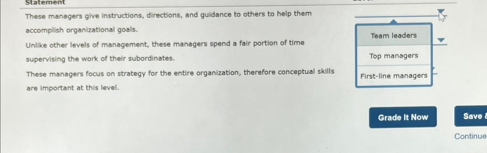 Solved StatementThese managers give instructions, | Chegg.com