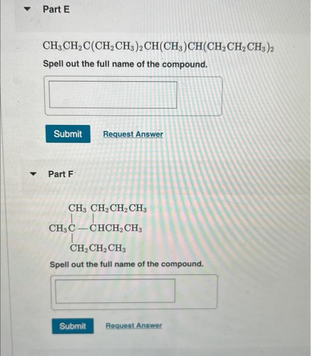 Solved Part A CH3 CH3 CH3 CH₂ CHCH2 CCH3 CH3 Spell out the | Chegg.com