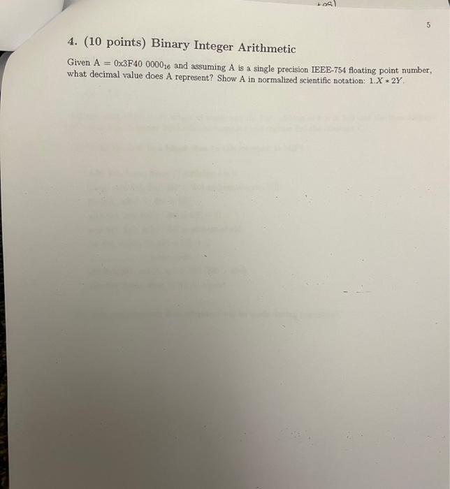 Solved 4 10 Points Binary Integer Arithmetic Given 7296