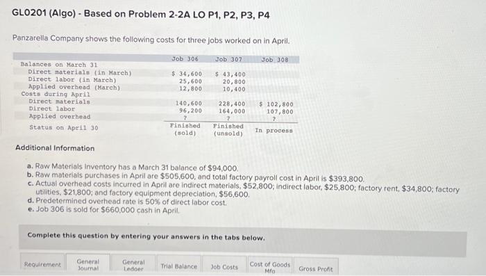Solved GL0201 (Algo) - Based on Problem 2-2A LO P1, P2, P3, | Chegg.com