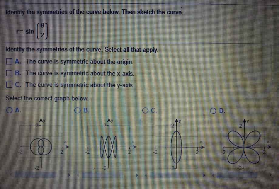 Solved Identify the symmetries of the curve below. Then | Chegg.com