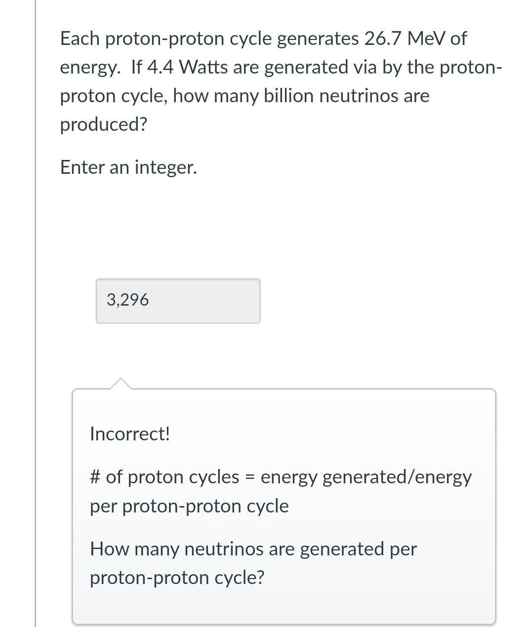 Solved Each proton-proton cycle generates 26.7 MeV of | Chegg.com