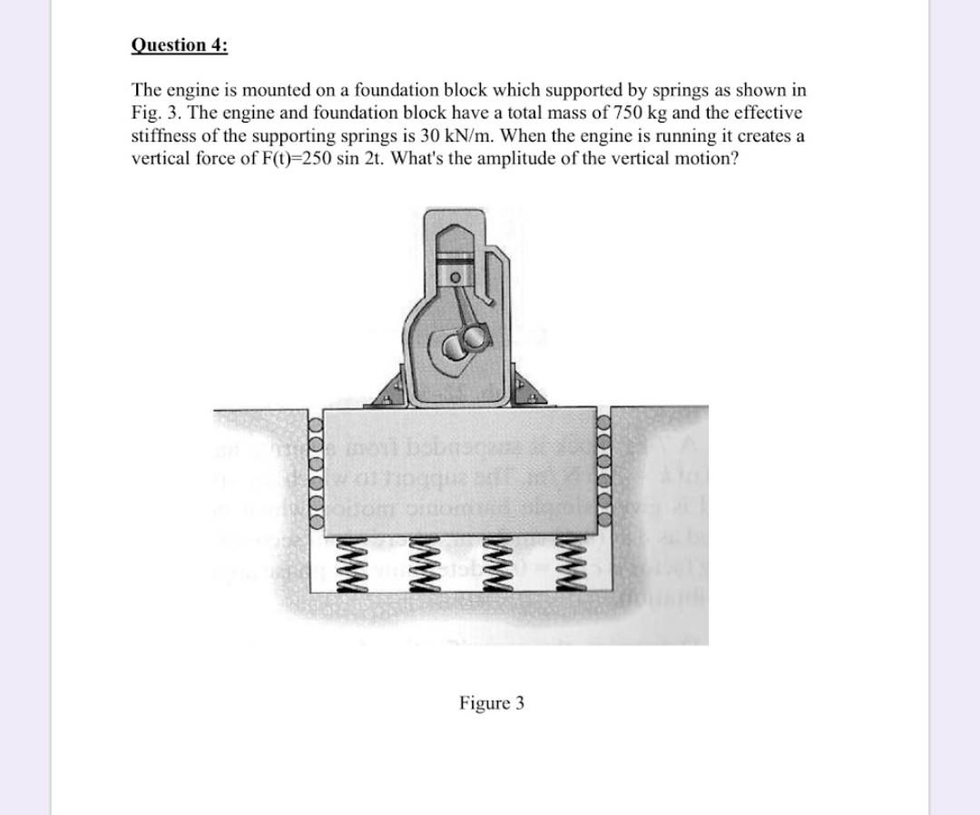 Solved Question 4: The engine is mounted on a foundation | Chegg.com