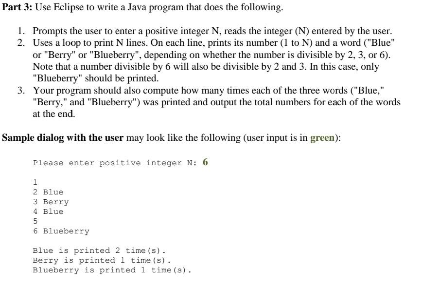 Solved Part 3 Use Eclipse To Write A Java Program That Does 9878