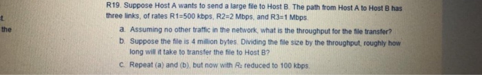 Solved T The R19 Suppose Host A Wants To Send A Large File 0830