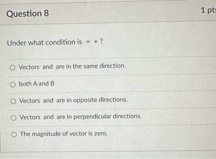 Under what condition is =+? Vectors and are in the | Chegg.com