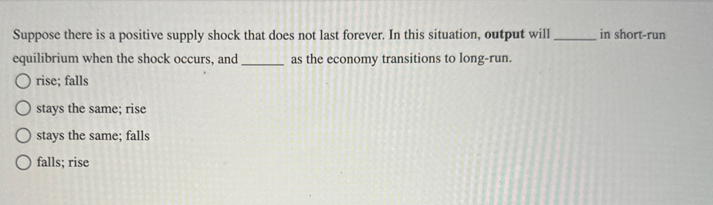 Solved Suppose there is a positive supply shock that does | Chegg.com
