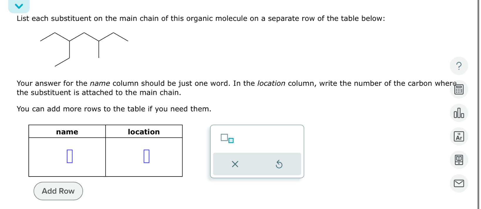 Solved List each substituent on the main chain of this | Chegg.com