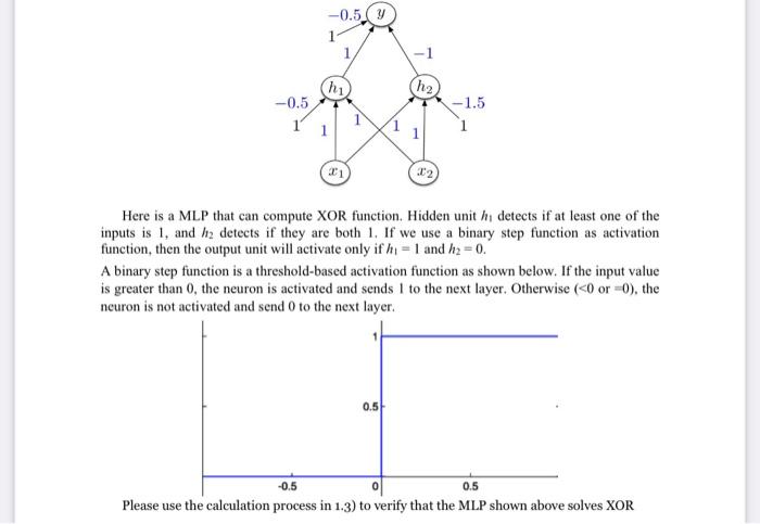 Solved -0.5y hi h2 -0.5 -1.5 1 1 1 12 Here is a MLP that can | Chegg.com
