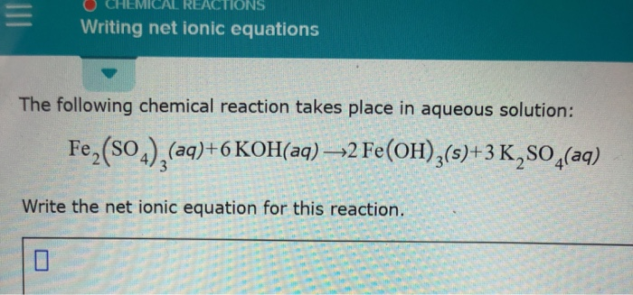 Solved REACTIONS Writing net ionic equations The following | Chegg.com