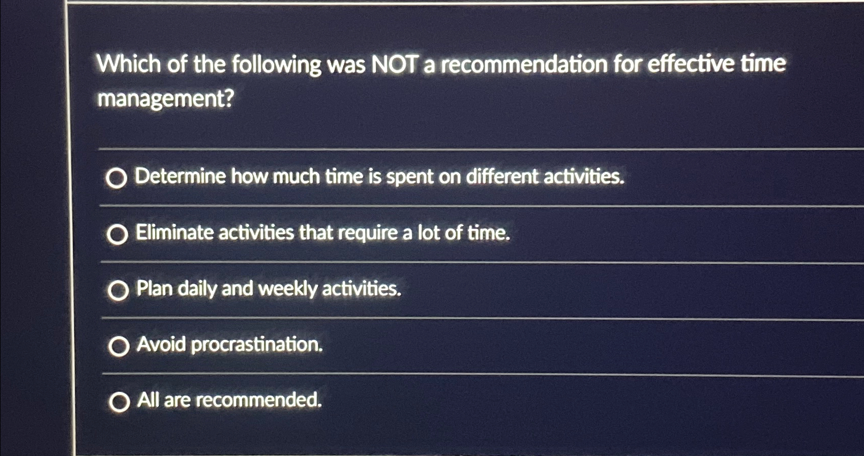 Solved Which of the following was NOT a recommendation for | Chegg.com