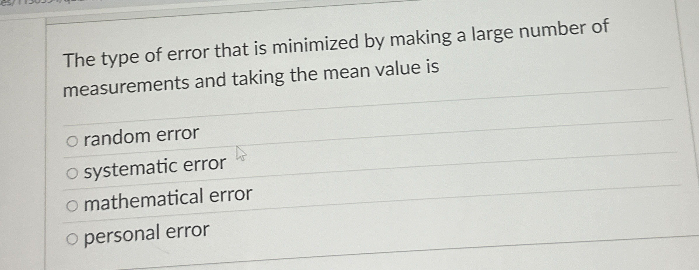 Solved The type of error that is minimized by making a large | Chegg.com