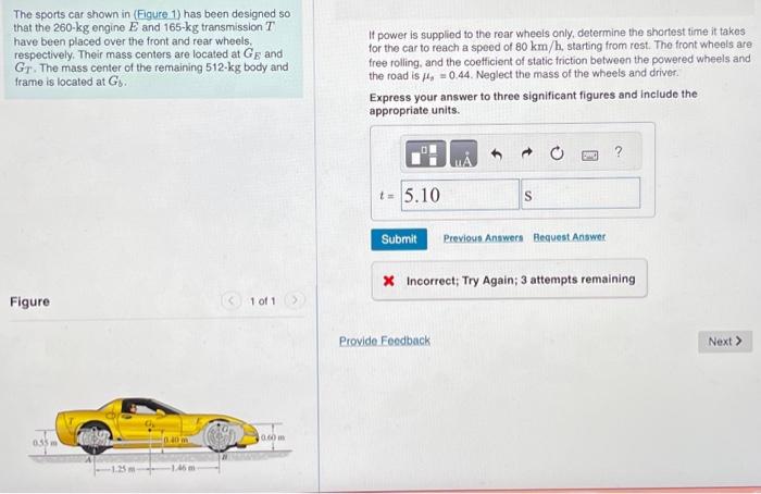 Solved The sports car shown in (Figure 1) has been designed | Chegg.com