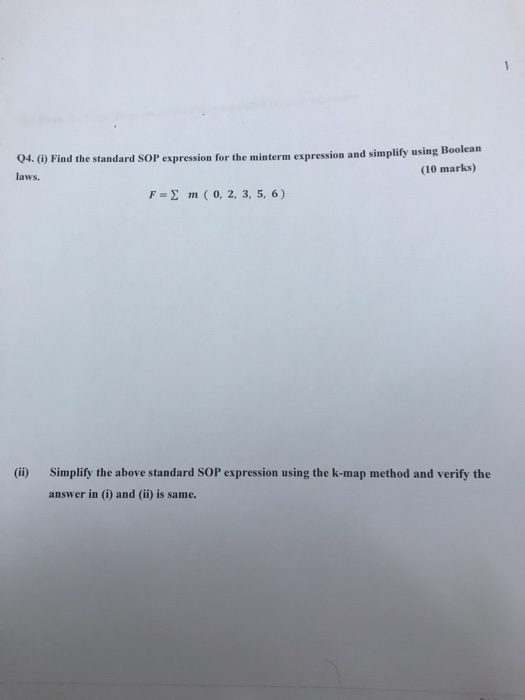 Solved Q4. Find the standard SOP expression for the minterm | Chegg.com