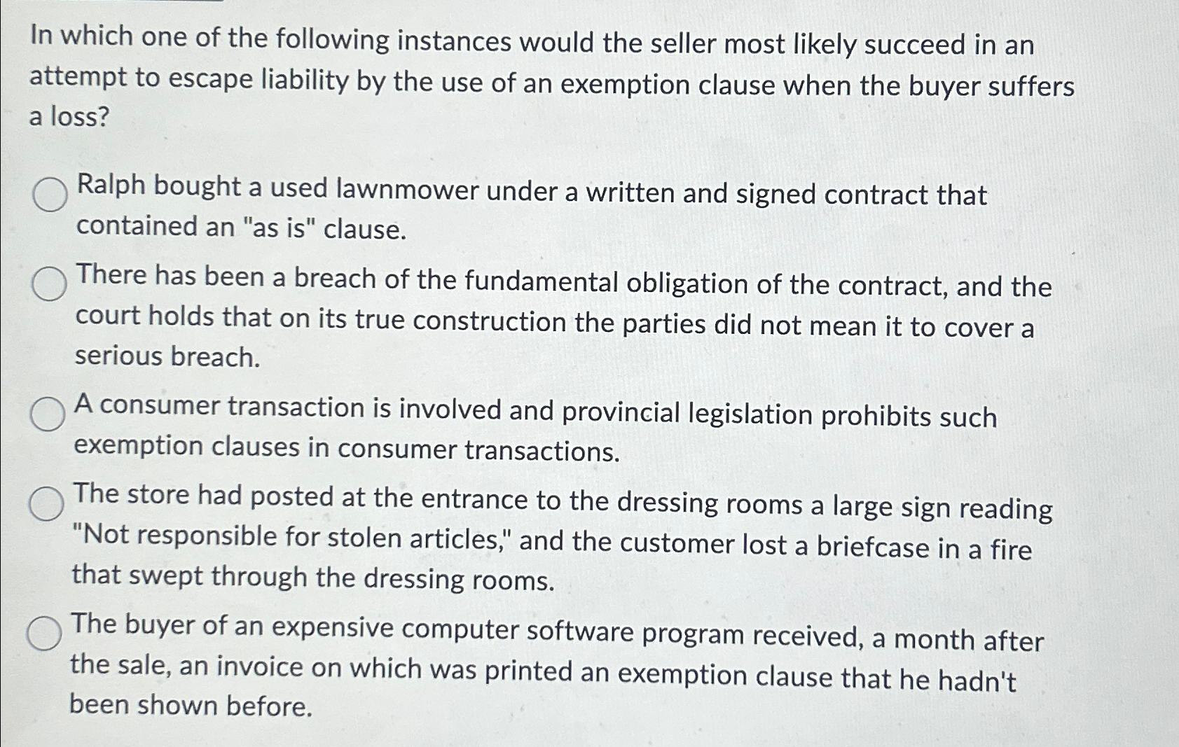 Solved In which one of the following instances would the | Chegg.com