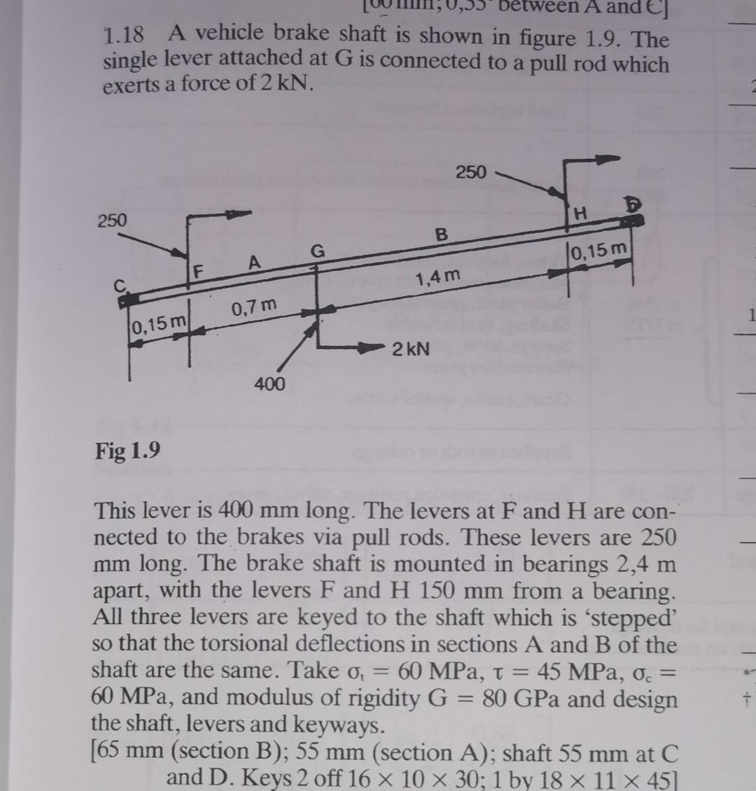 Solved 1.18 A vehicle brake shaft is shown in figure 1.9. | Chegg.com
