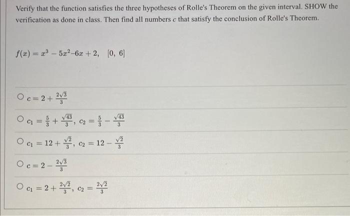 Solved Verify that the function satisfies the three | Chegg.com