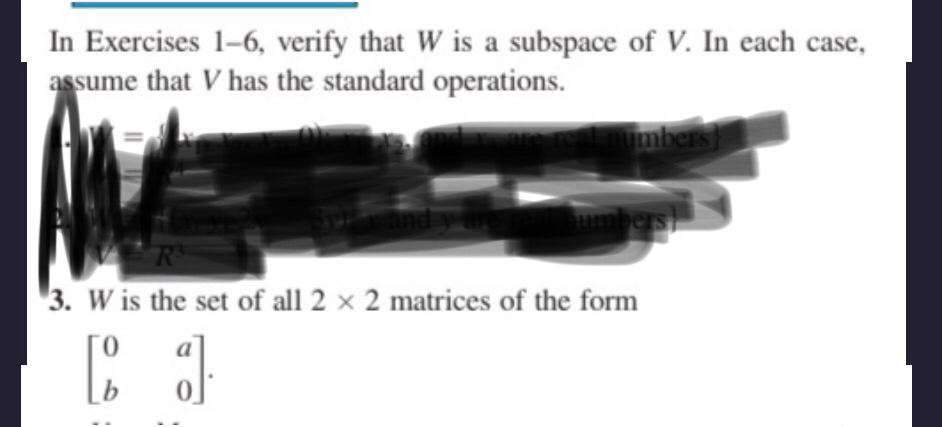 Solved In Exercises 1-6, ﻿verify that W ﻿is a subspace of V. | Chegg.com